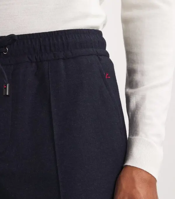 Isaia Wool-cashmere Blend Drawstring Trousers - Navy