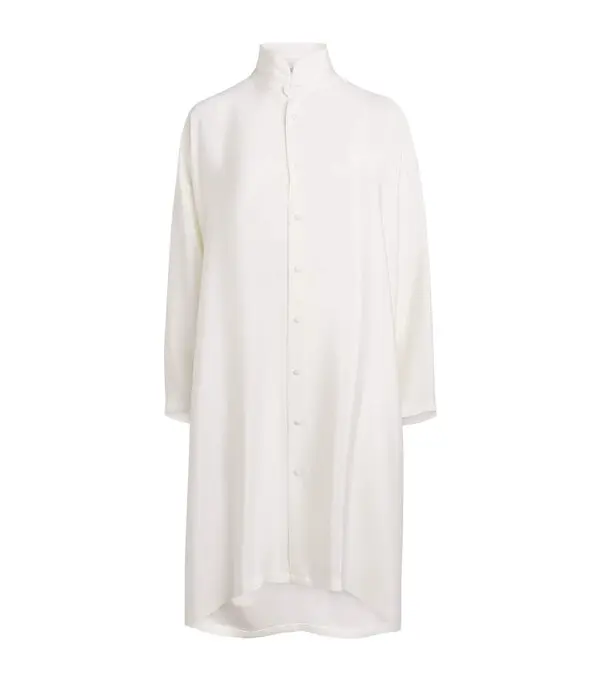 Eskandar Silk Longline Shirt - White