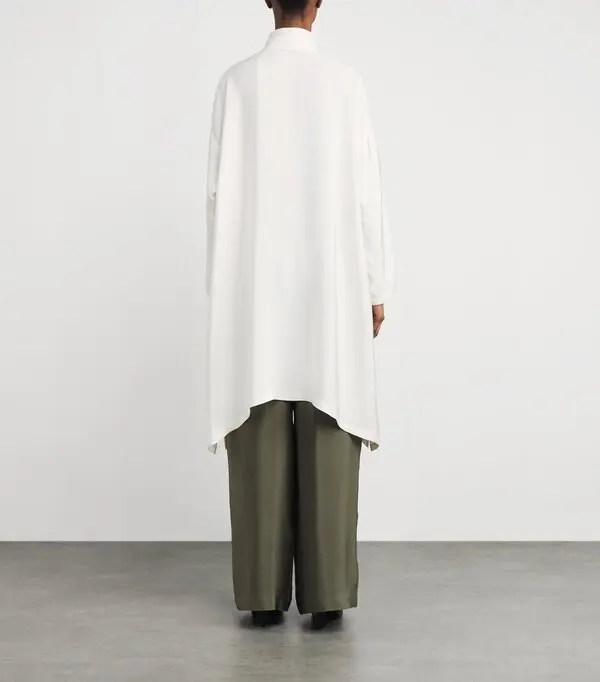 Eskandar Silk Longline Shirt - White
