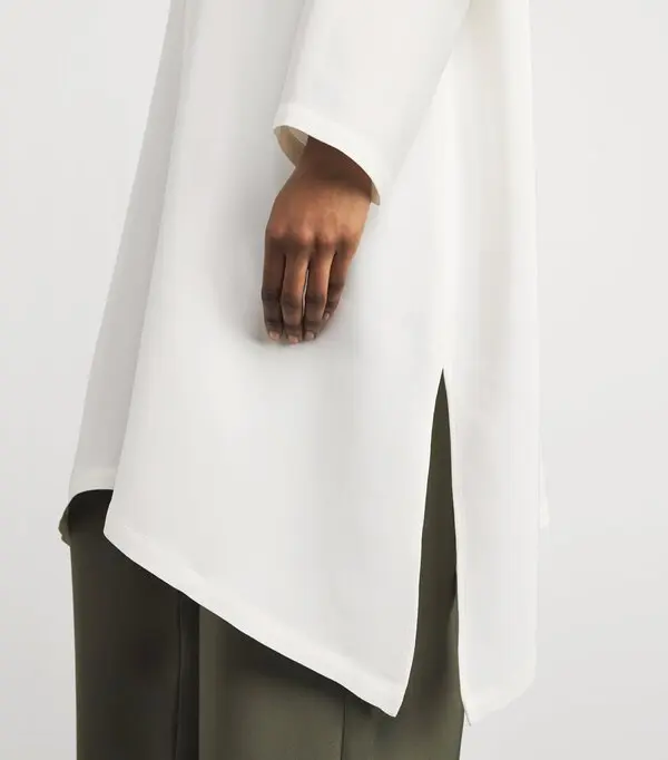 Eskandar Silk Longline Shirt - White