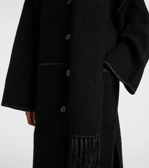 TOTEME Embroidered Wool-blend Scarf Coat - Black