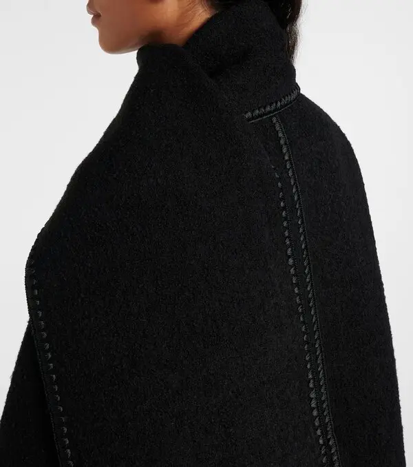TOTEME Embroidered Wool-blend Scarf Coat - Black