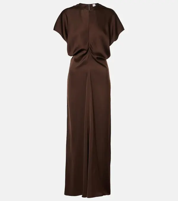 TOTEME Satin Maxi Dress - Brown