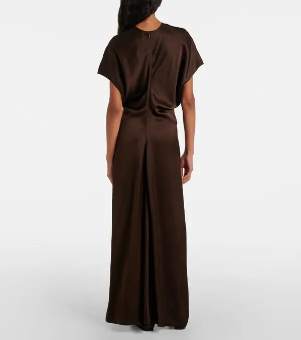 TOTEME Satin Maxi Dress - Brown