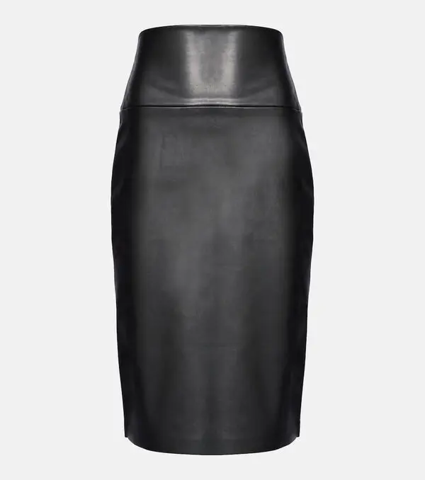 Norma Kamali Faux Leather Pencil Skirt