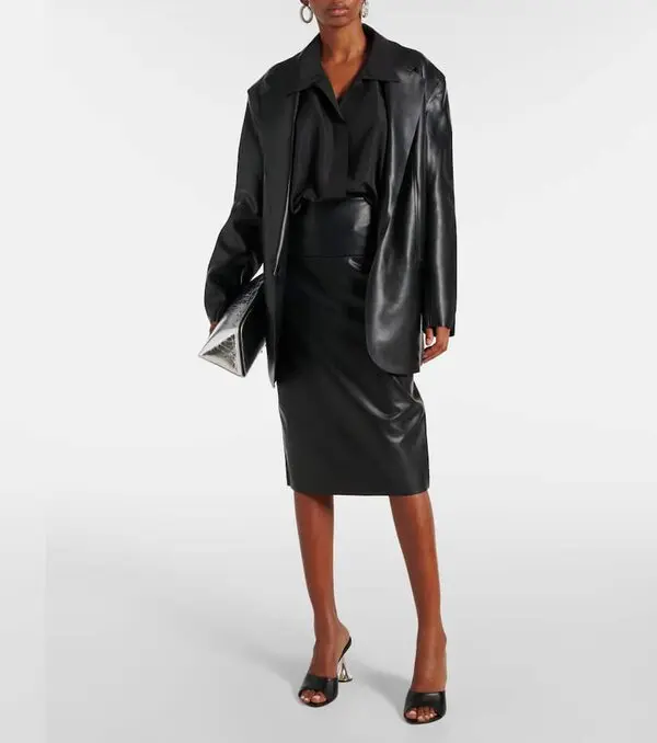 Norma Kamali Faux Leather Pencil Skirt