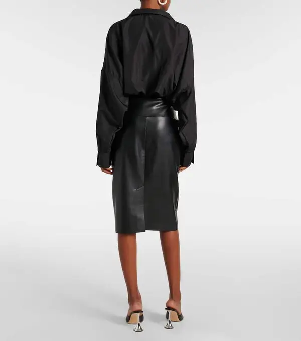 Norma Kamali Faux Leather Pencil Skirt