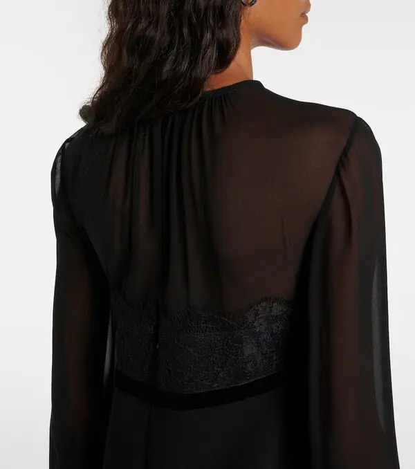 Max Mara Jader Sable And Silk Georgette Minidress