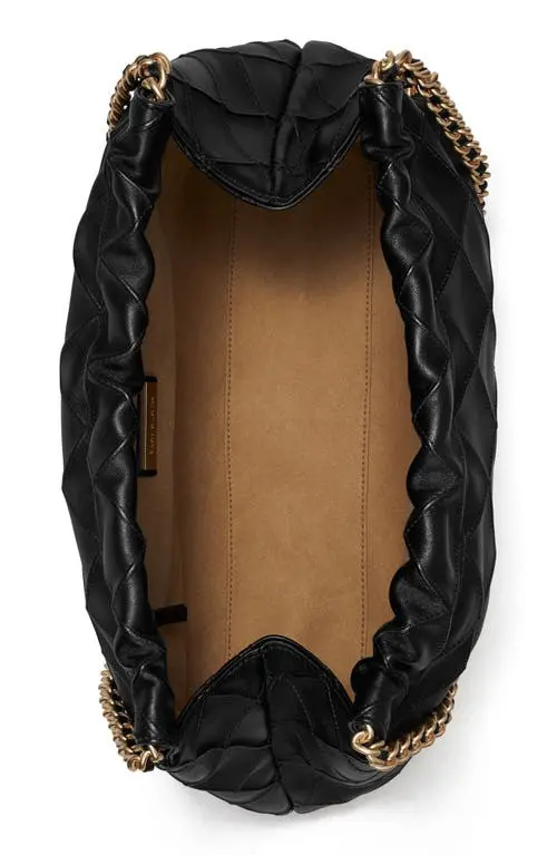 Tory Burch Fleming Quilted Leather Hobo Bag - Black
