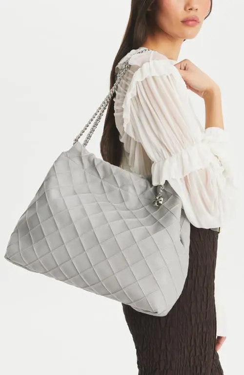 Tory Burch Fleming Quilted Leather Hobo Bag - Gray