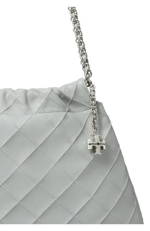Tory Burch Fleming Quilted Leather Hobo Bag - Gray