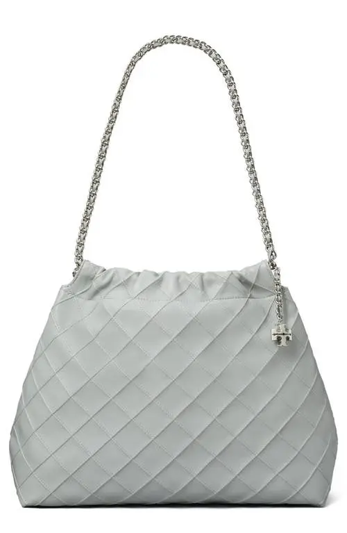 Tory Burch Fleming Quilted Leather Hobo Bag - Gray