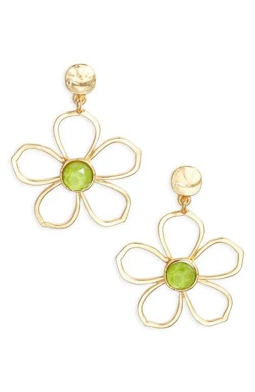 KARINE SULTAN Flower Drop Earrings - Gold/green