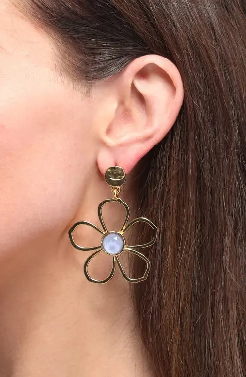 KARINE SULTAN Flower Drop Earrings - Gold/grey