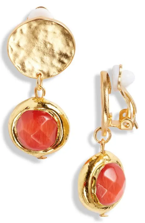 KARINE SULTAN Crystal Clip-on Drop Earrings - Gold