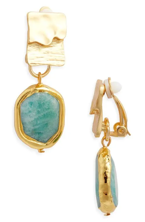 KARINE SULTAN Crystal Clip-on Drop Earrings - Gold
