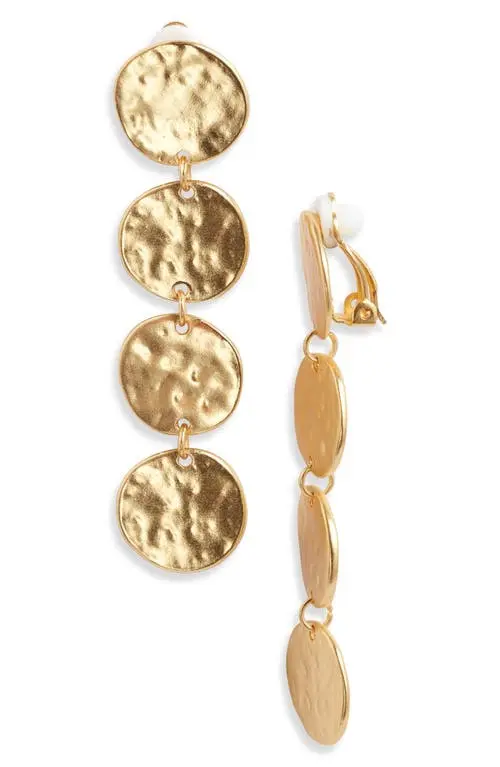 KARINE SULTAN Hammered Coin Drop Earrings - Gold