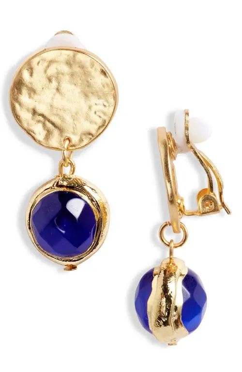 KARINE SULTAN Crystal Clip-on Drop Earrings - Gold