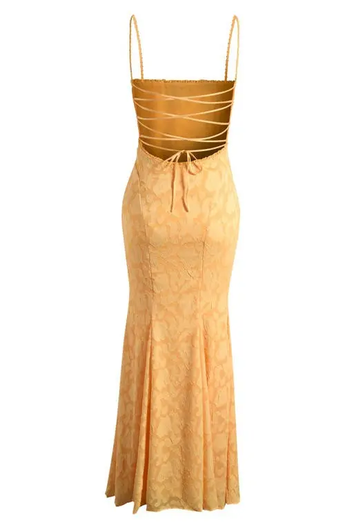 House Of Cb Joan-A Lace-Up Back Maxi Dress - Flax - 50% Off | Editorialist