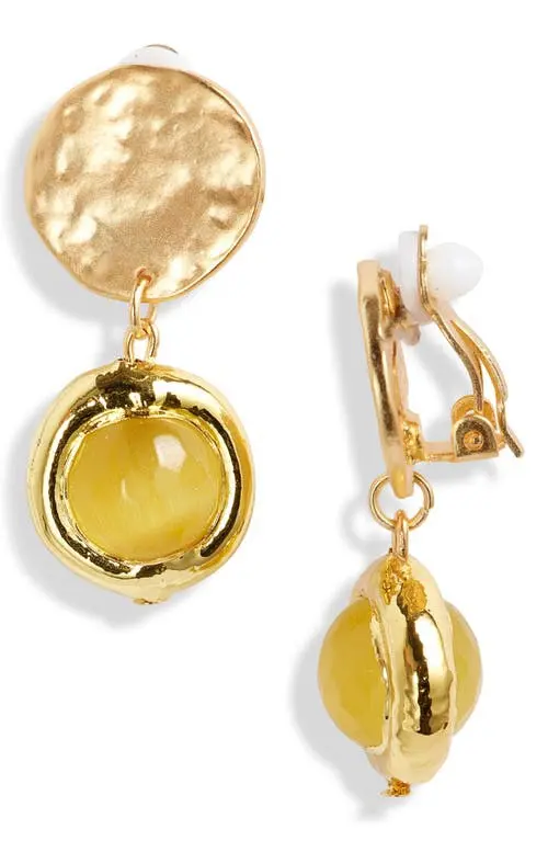 KARINE SULTAN Crystal Clip-on Drop Earrings - Gold