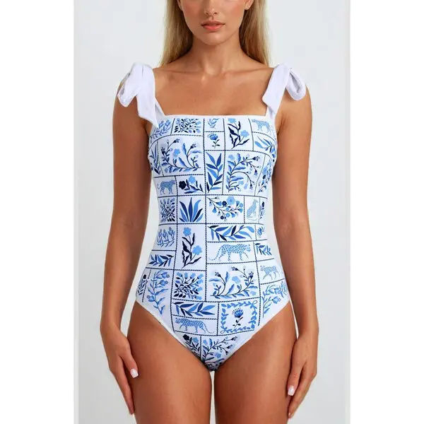 JESSIE ZHAO NEW YORK Garden Reversible One-piece Swimsuit - Blue