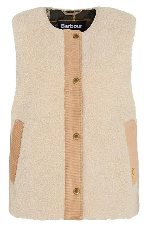 Barbour Dulsie High Pile Fleece Quilted Vest - Ecru/ancient
