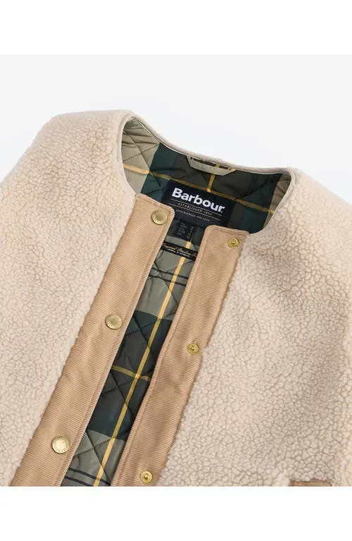 Barbour Dulsie High Pile Fleece Quilted Vest - Ecru/ancient