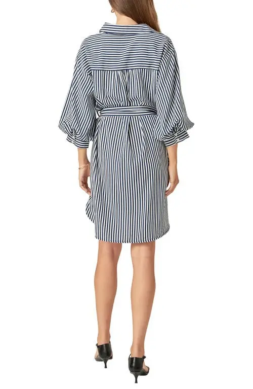 English Factory Stripe Belted Shirt Dress