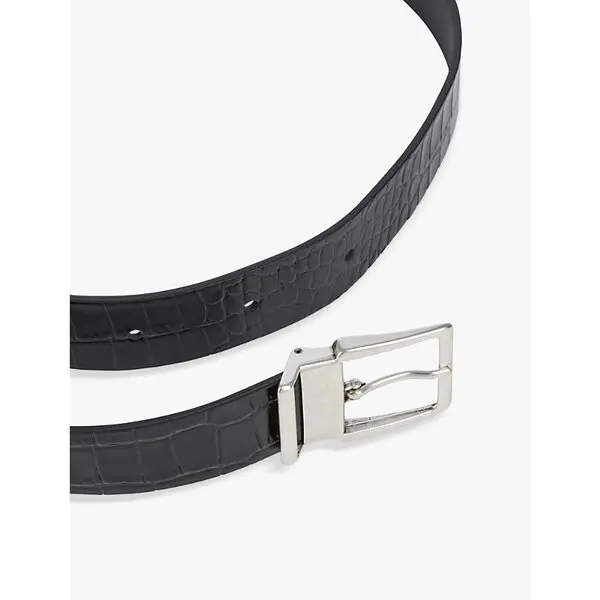 The Kooples Crocodile-Embossed Leather Belt In Black - 53  display picture 1