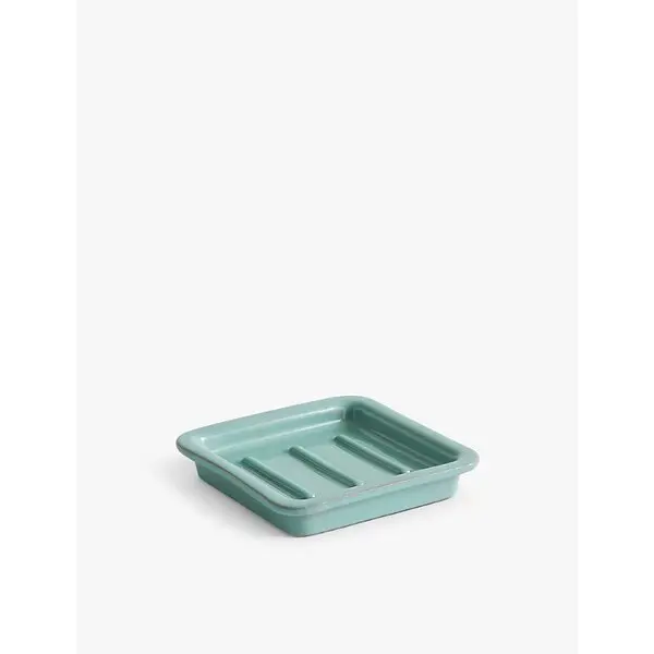 HAY Square-shape Glazed Terracotta Soap Dish - Light Green