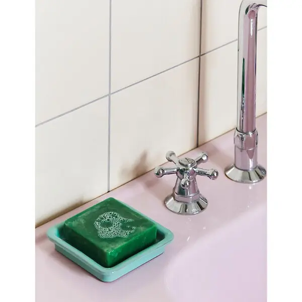 HAY Square-shape Glazed Terracotta Soap Dish - Light Green