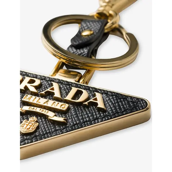 Prada Saffiano Leather And Metal Keychain