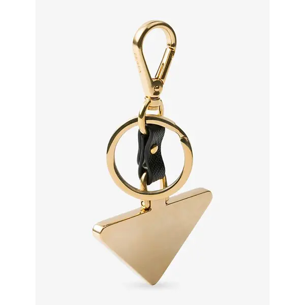 Prada Saffiano Leather And Metal Keychain