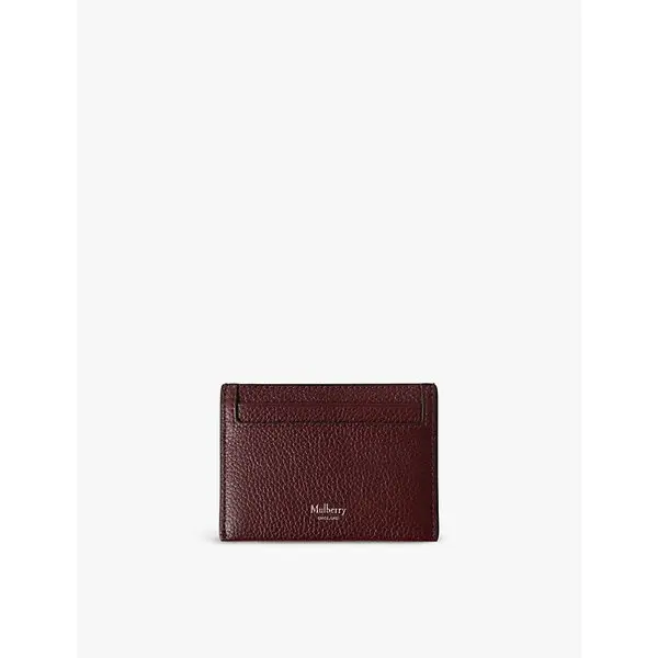 Mulberry Continental Brand-debossed Leather Card Holder - Black Cherry
