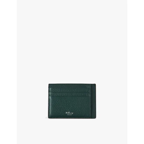Mulberry Green Logo-print Grained-leather Card Holder - Mulberry Green