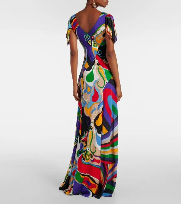Emilio Pucci Orchidee And Iride Printed Gown