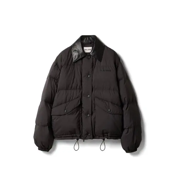 Miu Miu Technical Pongé Cropped Down Jacket - Black