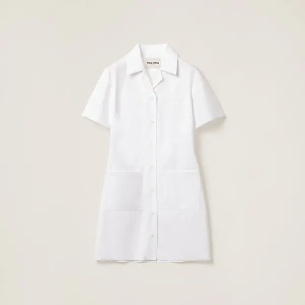 Miu Miu Poplin And Jersey Mini-Dress - White | Editorialist
