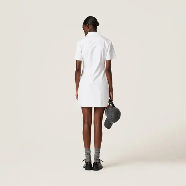 Miu Miu Poplin And Jersey Mini-Dress - White | Editorialist
