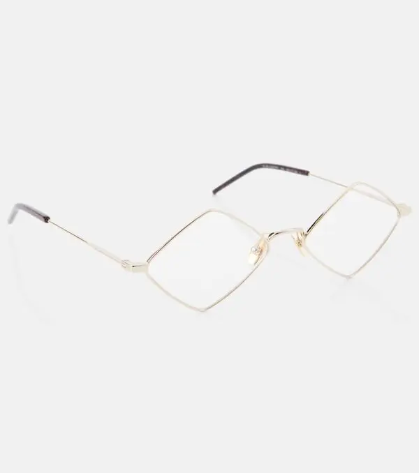 Saint Laurent Lisa Octagon Frame Eyeglasses - Gold