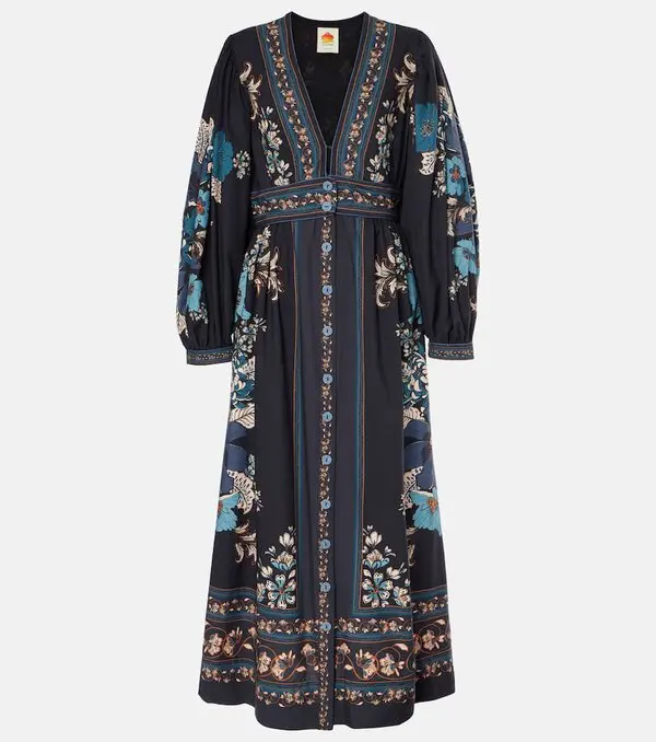 blossom tapestry black midi dress Farm Rio Blossom Tapestry Midi Dress In Black - 30% Off