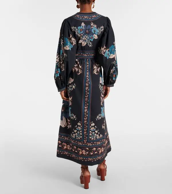 blossom tapestry black midi dress Farm Rio Blossom Tapestry Midi Dress In Black - 30% Off