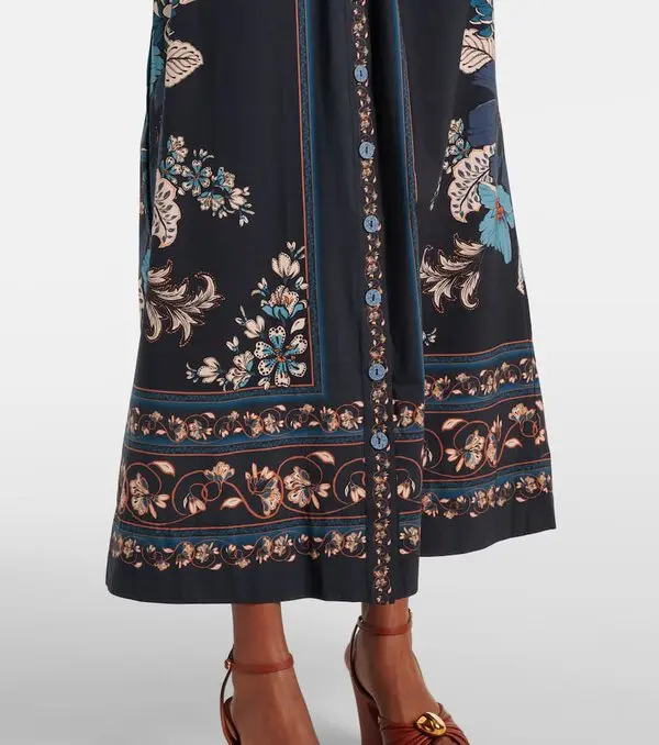 blossom tapestry black midi dress FARM Rio Blossom Tapestry Black Midi Dress