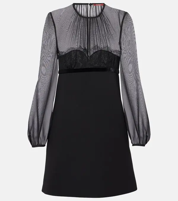 Max Mara Jader Sablé And Silk Georgette Minidress