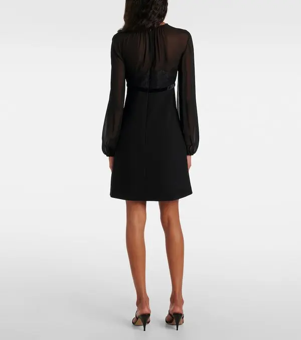 Max Mara Jader Sablé And Silk Georgette Minidress