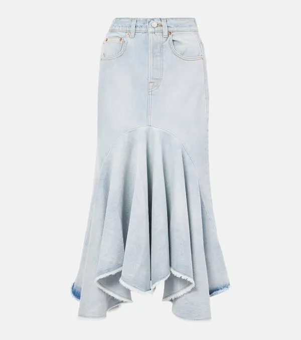 Vetements Godet Denim Midi Skirt - Blue