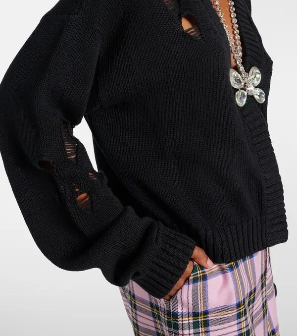 AREA Embellished Cotton And Cashmere Cardigan