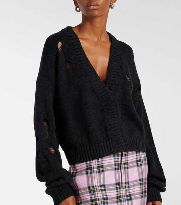 AREA Embellished Cotton And Cashmere Cardigan