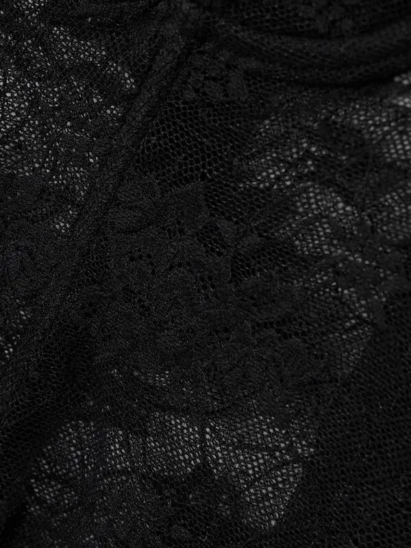 Oseree One-shoulder Draped Lace Bodysuit