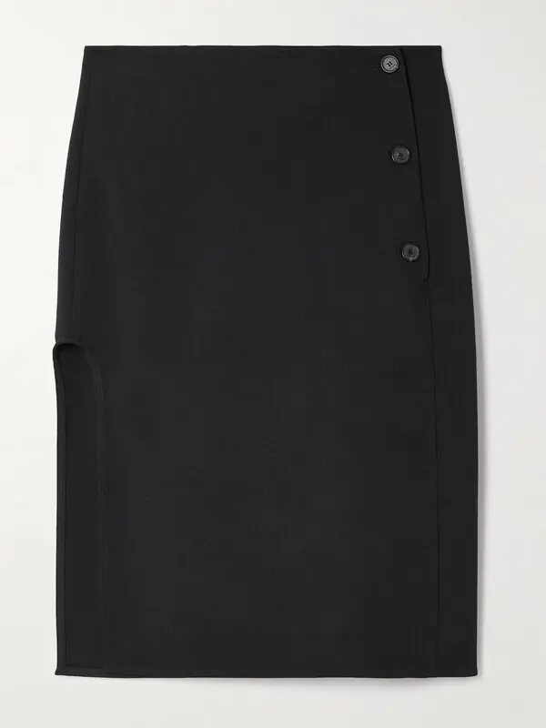COURREGES Courrèges Wool-blend Crepe Midi Skirt